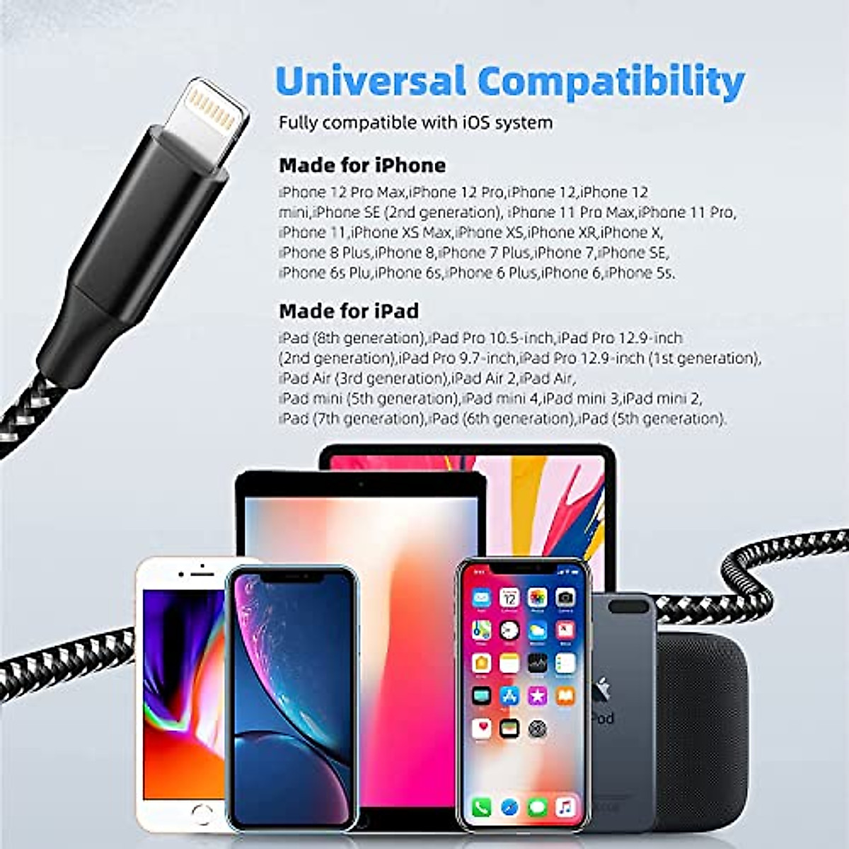 iPhone Charger [Apple MFi Certified] 3Pack 10FT Lightning Cable Fast Charging iPhone Charger Cord Compatible with iPhone 13 12 11 Pro Max XR XS X 8 7 6 Plus SE and More