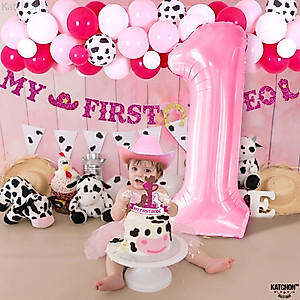KatchOn, Pink One Balloon for first Birthday - Giant, 40 Inch | Pink Number 1 Balloons for 1st Birthday | Light Pink 1 Balloon Numbers, 1st Birthday Decorations Girl | One In A Melon Party Decorations