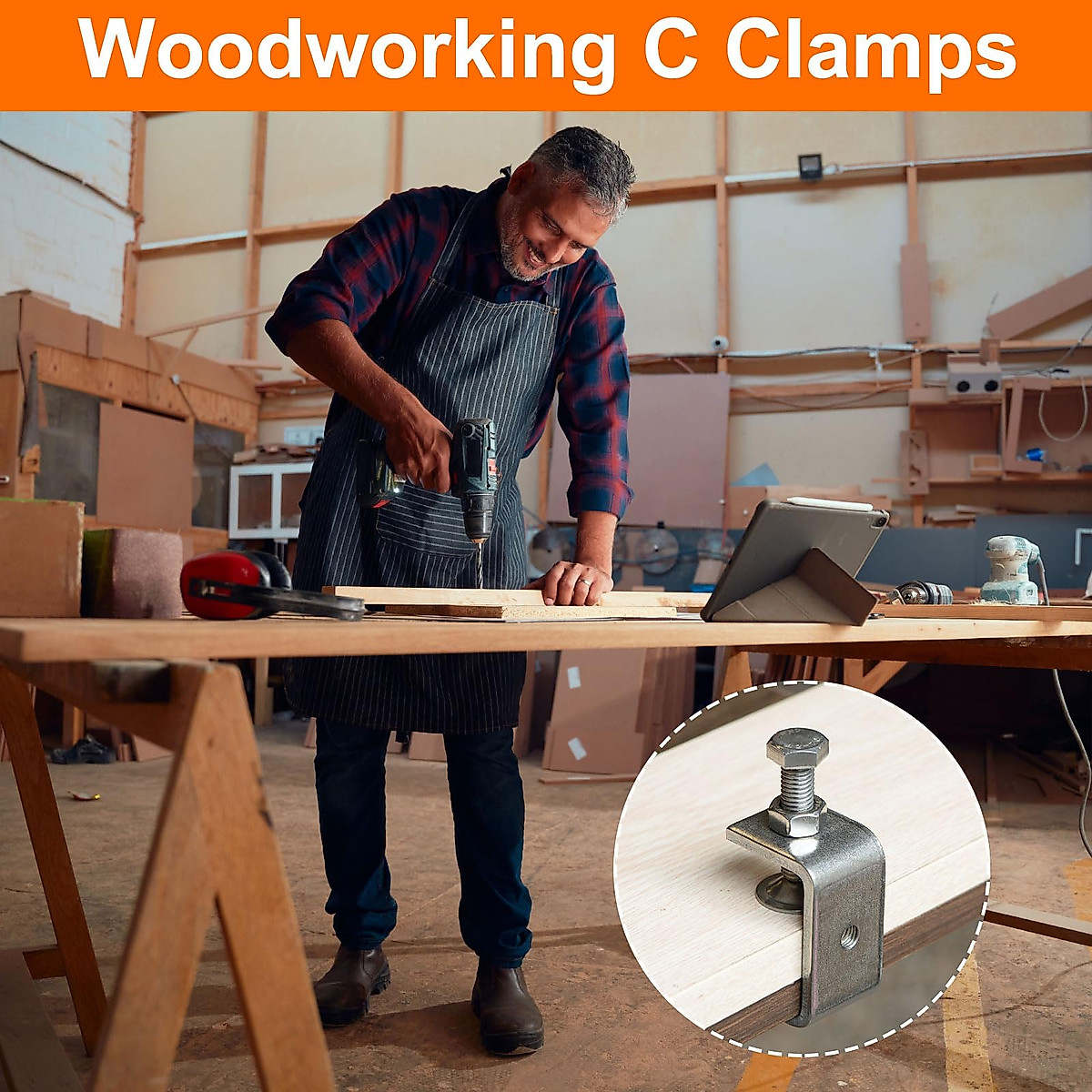 uxcell Galvanized Steel M10 G Clamp Duct Flange Clip for Rectangular Tube Connection