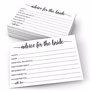 321Done Advice for the Bride, Made in USA - 4x6 White, Fun Bridal Shower Game, Keepsake, Guestbook Alternative, Thick Luxury Card Stock with Modern Stylish Calligraphy Script Design - 50 Cards