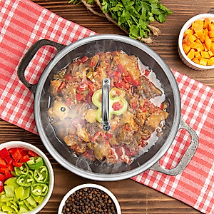 Luxshiny Terrarium Glass cast Iron lid Pot lid cookware Glass Cover Replacement Pot lids Frying pan Cover Thickened Visual Pot Cover Kitchen Universal lid for Accessories 13 inch pan lid BBQ Grill