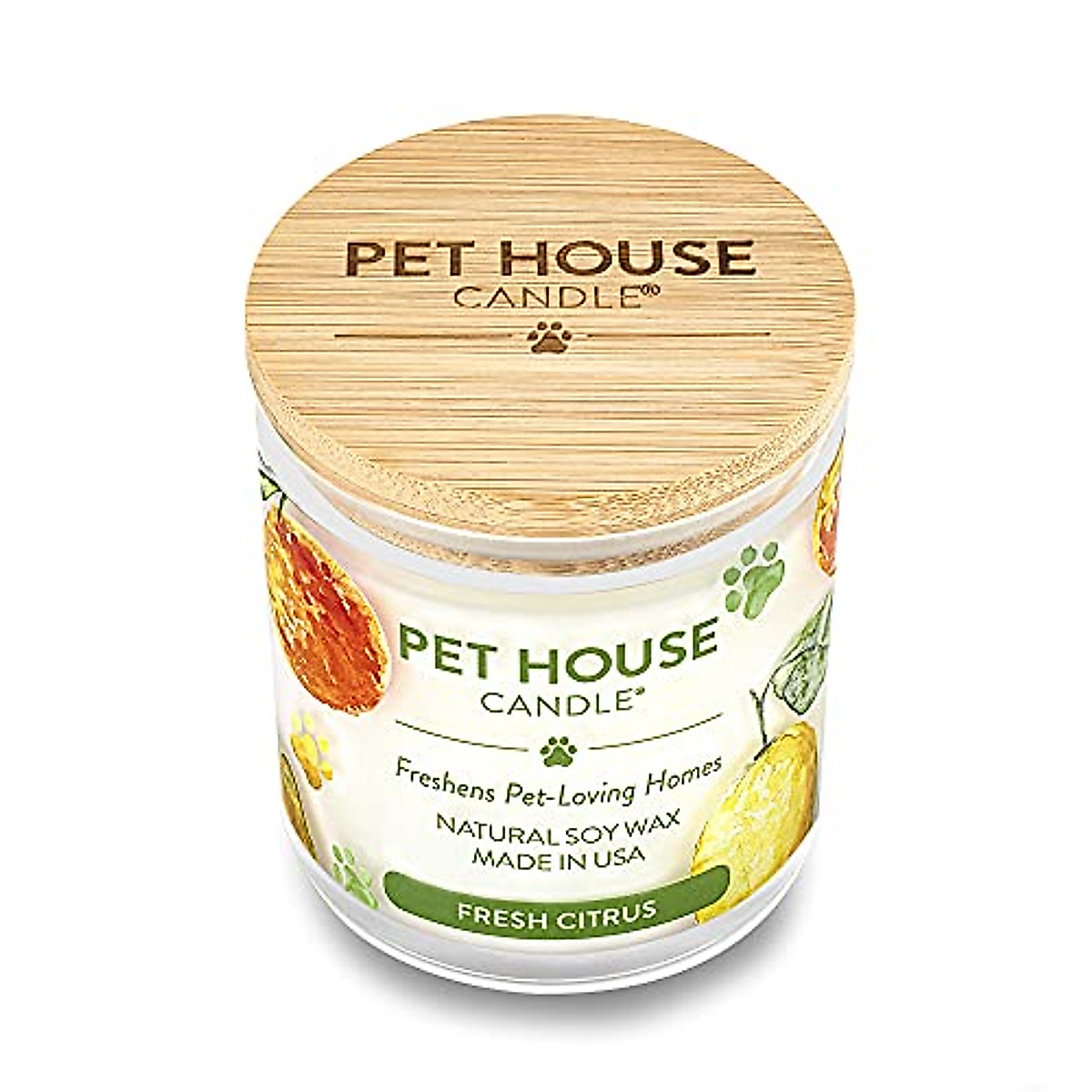 One Fur All - 100% Natural Plant-Based Wax Candle, 30+ Fragrances - Pet Odor Eliminator, Appx 60 Hours Burn Time, Scented Jar Candles – Pet House Candle, (Pack of 1, Fresh Citrus)