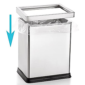 AVLA 10 Liter Open Top Trash Can, Stainless Steel Office Wastebasket, Kitchen Garbage Container Bin with Removable Bag Holder, Waste Trashcans for Bathroom, Restaurant, Restroom, Powder Room, Home