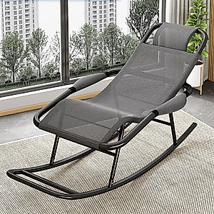 Rattan Chairs Rocking Chair Outdoor Rocker Oversized Rocker, Padded Cushion Comfy Patio Chairs Camping Chairs With Steel Frame For Patio, Backyard, Balcony, Porch, 150KG Weight Capacity ( Color : D )