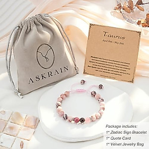 ASKRAIN Taurus Zodiac Gifts Crystal Bracelet Jewelry Protection Bracelet for Women Taurus Zodiac Sign Bracelet for Women Birthday Gifts for Women Teen Gifts Ideas