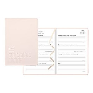 Letts Conscious Weekly/Monthly Planner, 12 Months, January to December, 2024, Sewn Binding, A5 Size, 8.25" x 5.875", Multilingual, Rosewater (C082399-24)