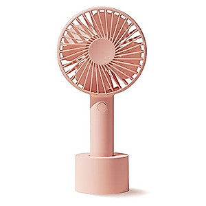 Generic Handheld Fan Portable,Mini Hand Held Quiet with USB Rechargeable Battery, Personal Office Desk Table Base,8-10 Hours Operated For Makeup Eyelash Lady/Women/Girls/Kids Outdoor - Pink