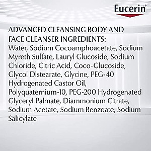 Eucerin Advanced Cleansing Body & Face Cleanser 16.9 Ounce (500ml) (Pack of 6)
