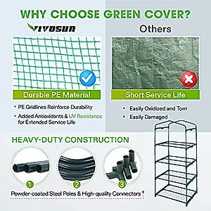 VIVOSUN Mini 4-Tier Greenhouse, 27 x 19 x 63-Inch Reusable Portable Warm House with Green PE Cover and Shelf for Compact Garden and Small Backyards