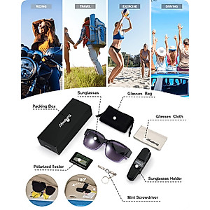 Meeloog Polarized Fit Over Glasses Sunglasses for Women, Square Wrap Around Lightweight Shades for Driving Riding MST0099 (P1 Purple Frame/Gradient Grey Lens)