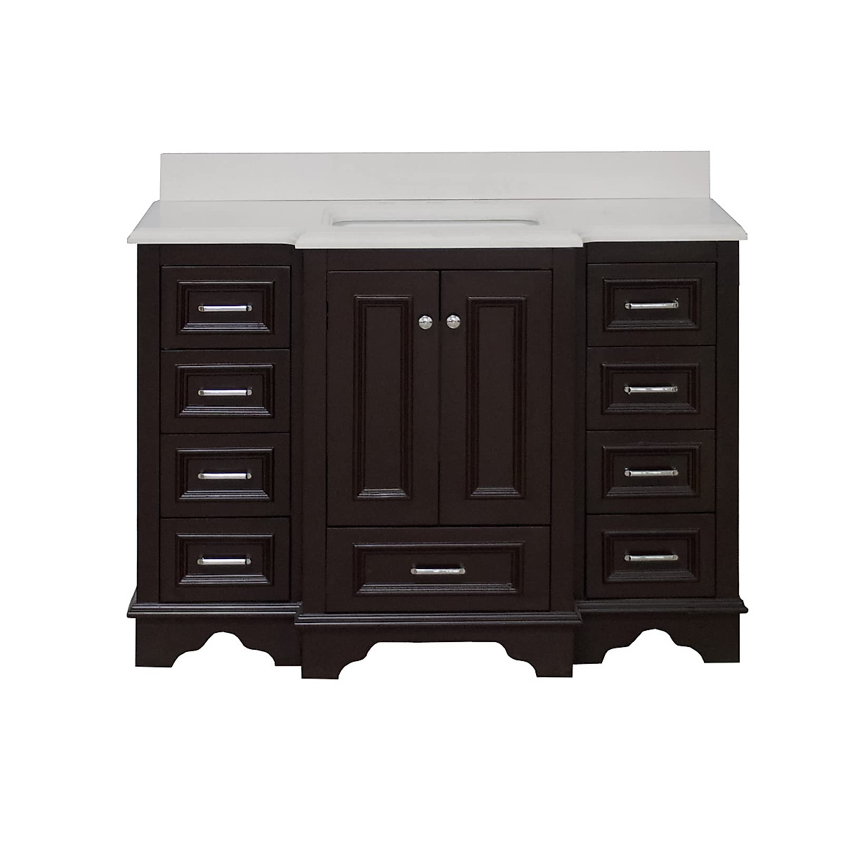 Nantucket 48-inch Bathroom Vanity (Quartz/Chocolate): Includes Chocolate Cabinet with Stunning Quartz Countertop and White Ceramic Sink