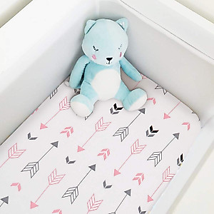 Stretch Fitted Bassinet Sheet Set BROLEX 2 Pack Cradle Sheets for Bassinet Pad/Mattress,Unisex Boys Girls,Ultra Soft,Pink Arrow