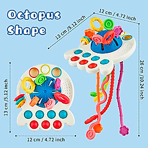 FLMRIOY Baby Montessori Sensory Toys, Octopus Pull String Activity Toys for Babies 18+ Months Toddler Early Interactive Learning Development Toy for Infant Newborn Boys Girls Gifts