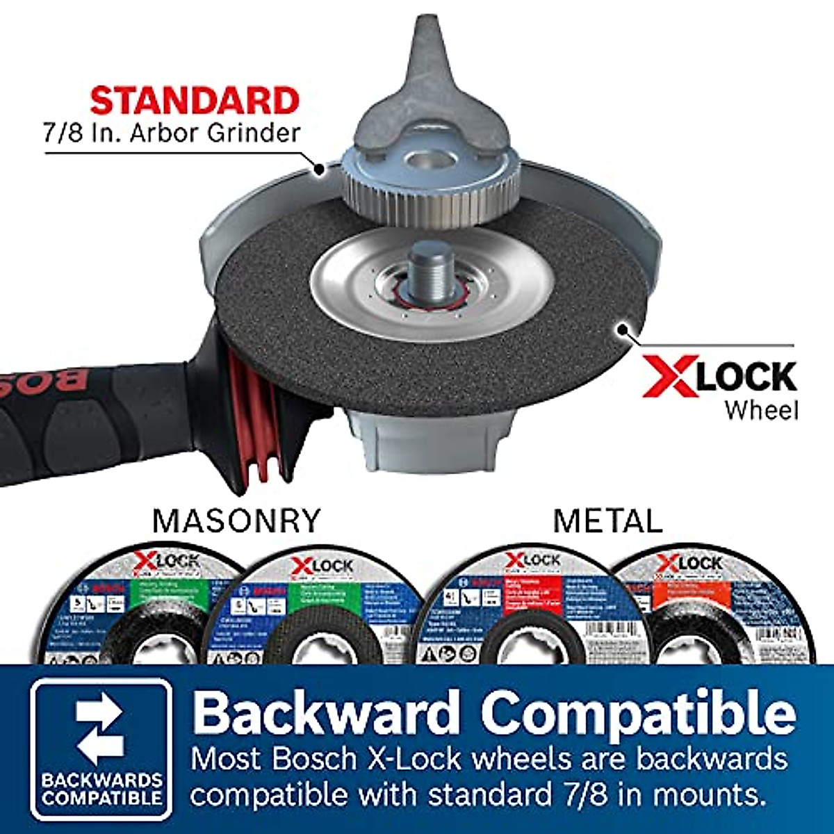 BOSCH TCWX1S450 4-1/2 In. x .045 In. X-LOCK Metal/Stainless Fast Cutting Abrasive Wheel 60 Grit Compatible with 7/8 In. Arbor Type 1A (ISO 41) for Applications in Metal, Stainless Steel Cutting