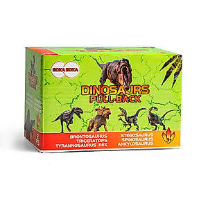 BOKABOKA 12 PCS 4.5" Pull Back Dinosaur Car Vehicle Toys for 2 3 4 5 6 Year Old Kids Children Toddlers Boy Girls Christmas Birthday Gifts