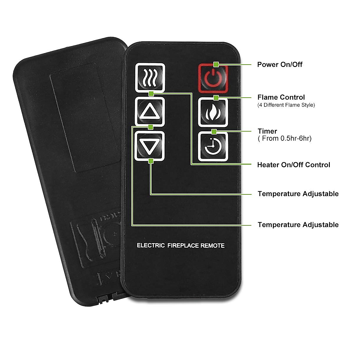 Geniqua 24" Insert/Freestanding Electric Fireplace w/Remote Heater Log LED Flame Timer