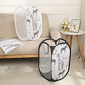 Pop-up Laundry Hamper Quality Mesh Collapsible Laundry Basket Dirty Clothes Basket with Carry Handles(1 Pack-White)