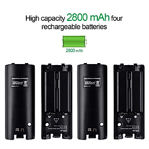 Upgraded Wii Remote Charger Station, Covanm 4 Port Wii Charging Station with 4 Rechargeable Battery for Wii (4 Port Charging Station+4 Replacement Batteries+USB Cable+Free USB Wall Charger)