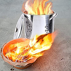 Hemoton 2Pcs Stainless Steel Burn Barrel Incinerator Cages Fire Pits with Double Handle Metal Garden Fire Cage Debris Burn Bin Pot for Wood Paper Leaf Trash Backyard Bonfire 30cm Silver