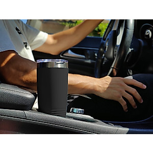 LaserGram 20oz Vacuum Insulated Tumbler Mug, Howling Wolf, Personalized Engraving Included (Black)