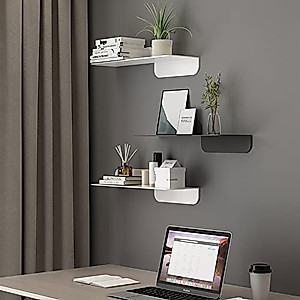 Nordic Style Wrought Iron Shelf on The Wall, Wall-Mounted Bookshelf, One-Word Storage Partition, Suitable for Living Room, Bedroom, Bathroom, Kitchen, Black