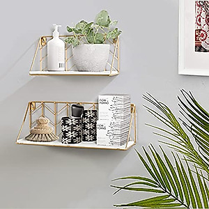 ZGZD White Floating Shelves Wall Mounted Set of 2 Wood Storage for Bedroom, Living Room, Bathroom, Kitchen, Office, Small and Large