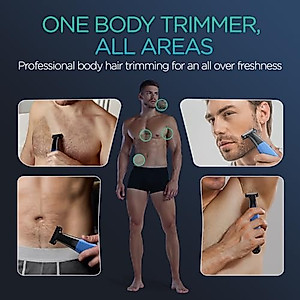 VOYOR Beard Trimmer for Men Electric Razor, Nose Face Body Hair Trimmer with Adjustable Length Combs All in 1 Rechargeable Mens Grooming Kit Cordless Electric Shaver Wet/Dry TX510 (Blue)
