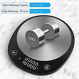 Homebuds 22lb/10kg Digital Kitchen Food Scale, Weighing Professional Since 2001, Grams and Ounces by Precision 1g/0.1oz, Weight Loss, Baking and Cooking, LED Display, 3*AAA Batteries Included, Black