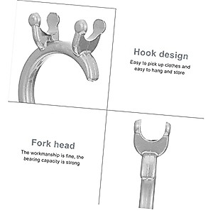 NOLITOY 4pcs Cloths Replacement Utility Accessories Fork Area Steel Clothes Display Stick Pole Rack Home Hangers Silver Reaching Support Clo Rail for Decor Hanging Rod Retail High