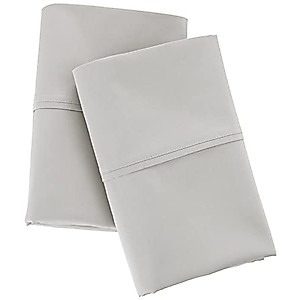 Amazon Aware 100% Organic Cotton 300 Thread Count Pillowcase Set, Light Gray, Standard, 2 Pack, 32" x 20"