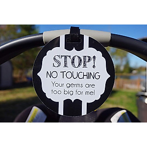 No Touching Baby Car Seat Sign for Newborn Car Seat or Stroller (Black & White)