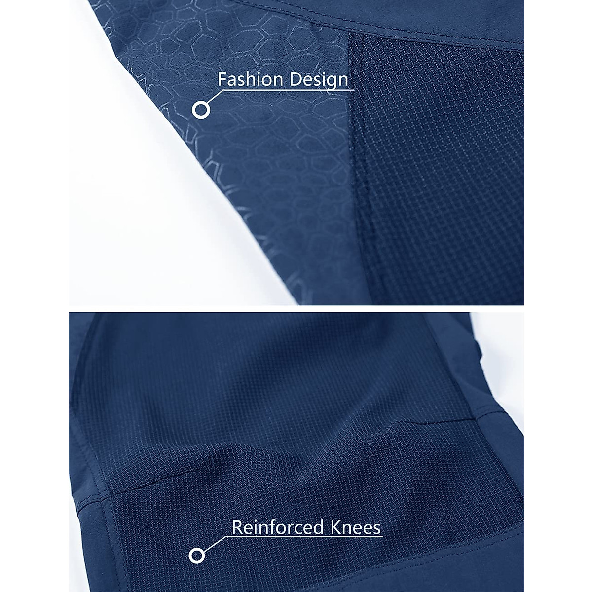 MAGNIVIT Men's Quick Dry Hiking Shorts 3/4 Long Capri Fishing Hiking Shorts with Zipper Pockets Royal Blue