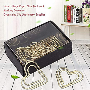 12Pcs Paper Clips Heart Shape PaperClips Metal Document Clips for School Office Bookmark Marking Organizing Clip Stationery Supplies(Golden)