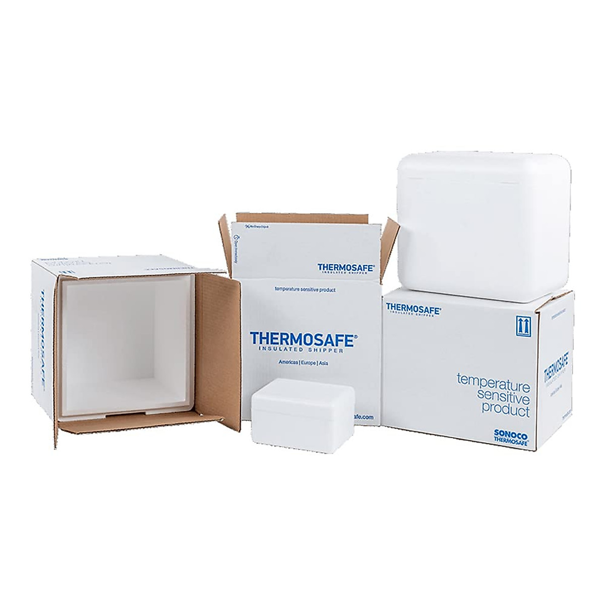 ThermoSafe 355 EPS Foam Multi Purpose Insulated Shipper Container with Corrugated Carton, 1.5" Wall Thickness, 14" L x 14" W x 14.625" H (Case of 4)