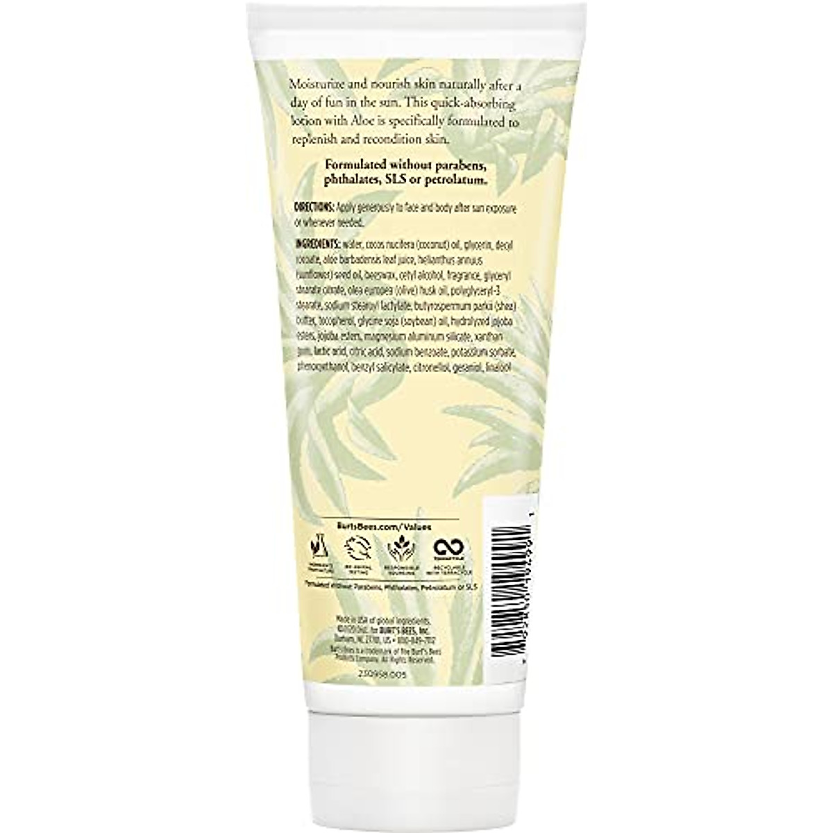 Burt's Bees Lotion, Hydrating Aloe & Coconut Oil Sun Burn Relief, Natural After Sun Soother, 6 Ounce (Packaging May Vary)