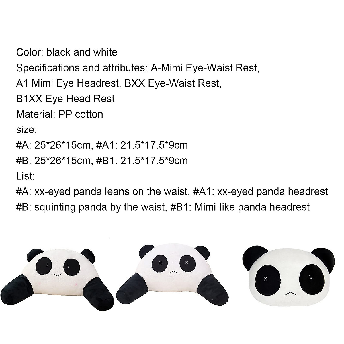 Fullbond Cute Panda Shape Car Seat Plush Lumbar Pillow for Car-Headrest Pillow Breathable Comfortable PP Cotton Suitable for Both Kids and Adults B1