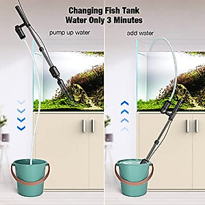 AKKEE Electric Aquarium Gravel Cleaner Vacuum, Fish Tank Cleaner 6 in 1 Automatic Water Changer Filter for Washing Sand Removable Siphon Vacuum Gravel Cleaner 18W IP68 Waterproof Safer Black Style