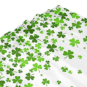 Casdseci 4Pcs Green St. Patrick's Day Shower Curtains Set with Non-Slip Rugs, Toilet Lid Cover and Bath Mat, Lucky Shamrocks Waterproof Bathroom Curtain with 12 Hooks 72 x 72 Inch