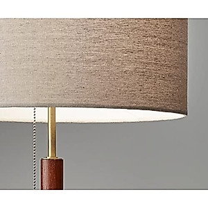 Adesso 3376-15 Hamilton Table Lamp, 26.25 in., 100W Incandescent/26W CFL, Walnut Eucalyptus Wood/Antique Brass, 1 Modern Lamp