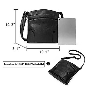 CLUCI Crossbody Bags for Women Leather Purse Travel Vacation Triple Pockets Vintage Handbags Shoulder Bags Black