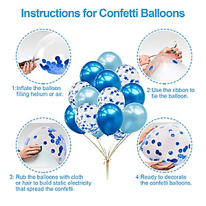 Blue Party Decoration Supplies Set 35 Pack, Include 30 Balloons, 2 Blue Foil Fringe Curtains, 1 Blue Sequin Table Runner for Birthday Party, Baby Shower, Wedding, Anniversary, Graduation, Prom