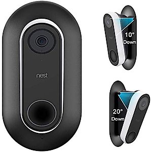 HOLACA Angle Mount for Google Nest Hello Doorbell with Downward 10&20 Degree Wedge,Wall Plate Cover Mounting Bracket Kit Compatible with Nest Hello Video Doorbell (Black)