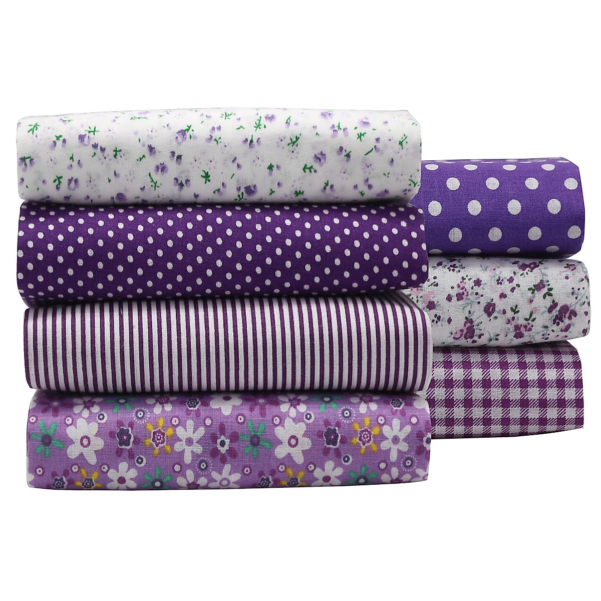 OZXCHIXU 7PCS/lot Purple Series Floral Cotton Fabric Quilting Patchwork Fabric Fat Quarter Bundles Fabric for Scrapbooking Cloth Sewing DIY Crafts Handmade Bags Pillows 19.7X19.7inches