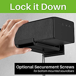 ‎USX MOUNT Universal Soundbar Wall Mount for Drywall Wood Studs Concrete Wall Up to 22 Lbs Sound Bar Mounting Brackets Under TV, Depth Adjustable 4.13-6.3‘’ Removable and Lockable No-Slip Hooks