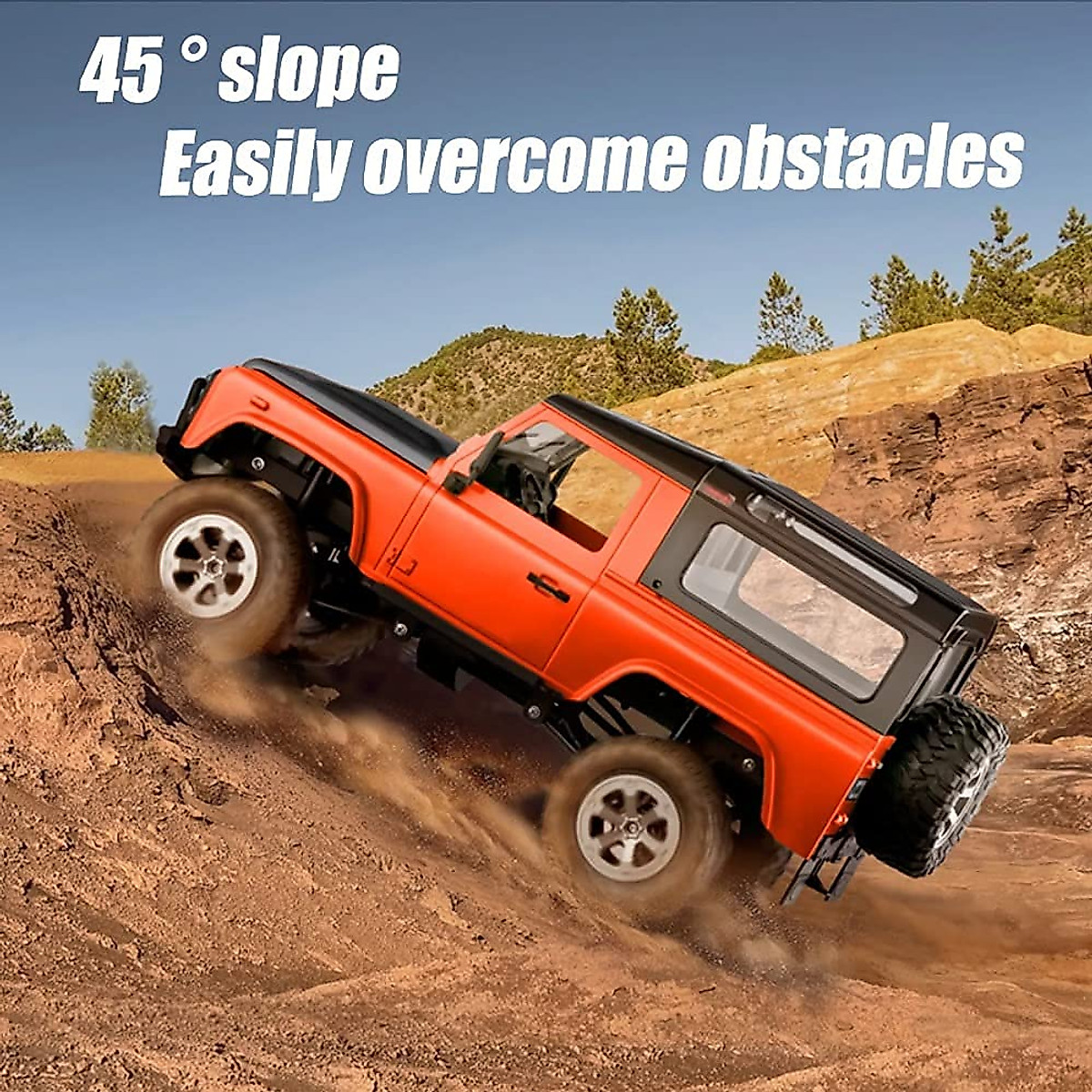 Adepe 1/10 Scale Large Size Rc Car - 2.4GHZ Full Scale Throttle Remote Control Vehicle - 4WD All Terrain Crawler Climbing RC Truck - Hobby Toy Cars for Adult & Kids, RTR
