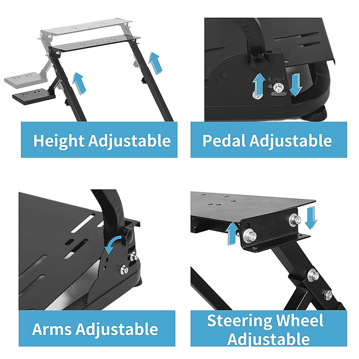 Anman G25 Racing Simulator Cockpit Stand Fit for Logitech PRO G27 G29 G920,Fanatec,Thrustmaster T500RS T300RS Adjustable Foldable Height Gaming Steering Wheel Shifter Mount NO Steering wheel and pedal