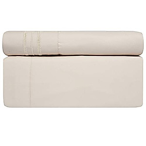 King Size Sheets - Breathable Luxury Bed Sheets with Full Elastic & Secure Corner Straps Built In - 1800 Supreme Collection Extra Soft Deep Pocket Bedding Set, Sheet Set, King, Beige