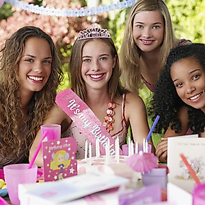 ACO-UINT Birthday Crown for Women, Pink Birthday Headband Birthday Sash It's My Birthday Crown, Birthday Girl Crown Birthday Tiara Birthday Decorations Birthday Gifts