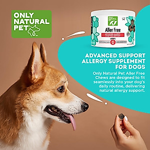 ONLY NATURAL PET AllerFree Advanced Allergy Support for Dogs w/Quercetin & Probiotics - Immune, Respiratory, Skin & Coat Health - Itchy Paws & Licking - Bacon-Flavored 60 Soft Chewable