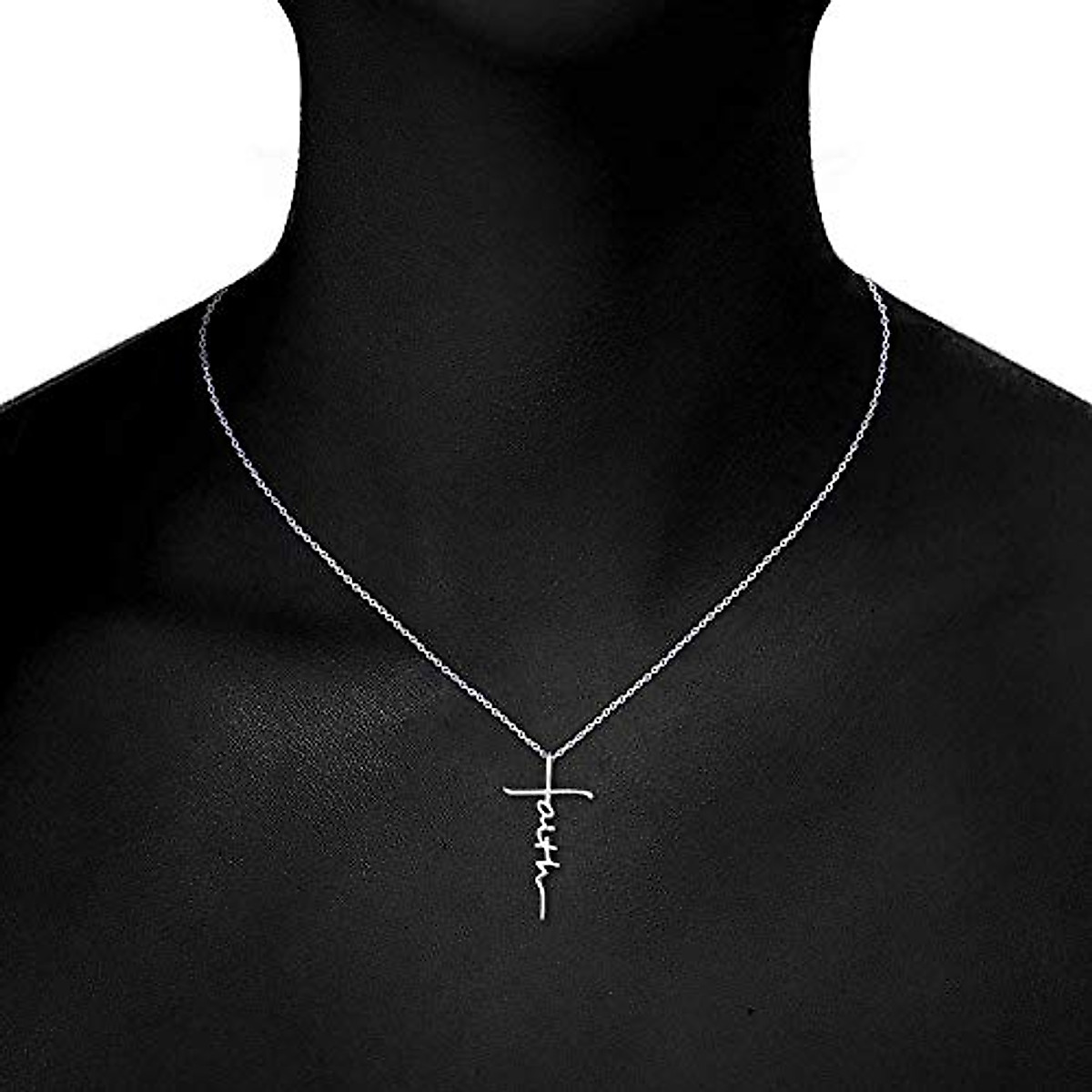 PRAYMOS Sterling Silver Faith Cross Necklace for Women Dainty Necklace Mothers Day Gifts Christian Religious Confirmation Jewelry Gifts for Women